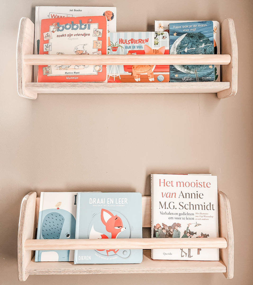 Montessori boekenrek kinderkamer | 1 plank - blank – toddie.nl